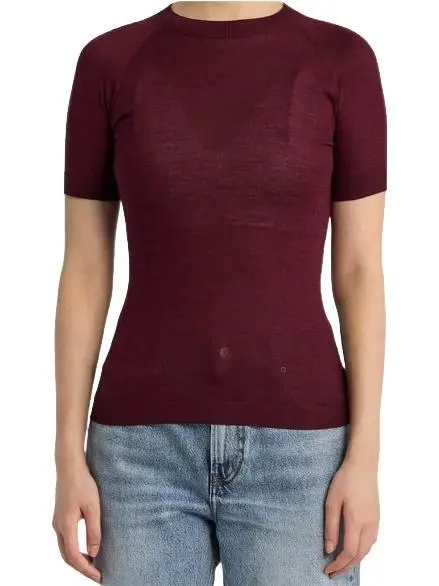 Alaïa Round Neck Short Sleeve T-shirt - Brown