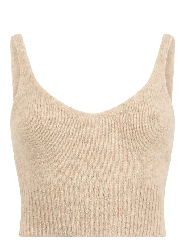 Peserico Ribbed Knit Crop Top - Nude
