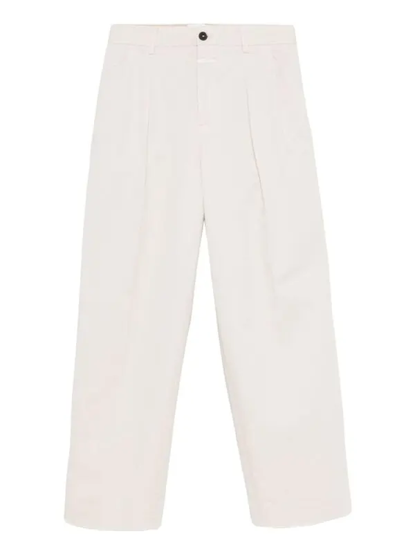 Closed Pleated Wide-leg Trousers - White