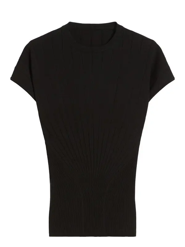Sportmax Ribbed Round Neck Knit Top - Black