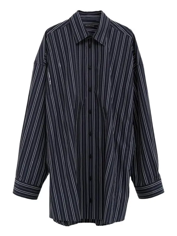 Balenciaga Striped Shirt Dress - Black