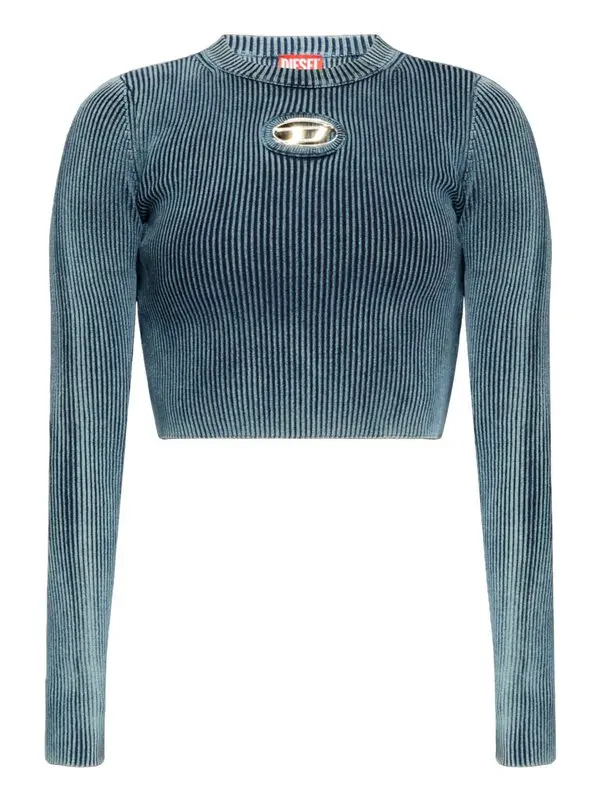DIESEL® Ribbed Cut-out Long Sleeve Top - Blue