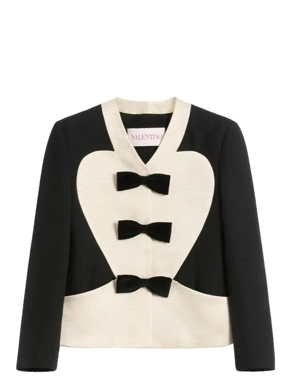 Valentino Garavani Bow Detail Jacket - Black/soft Beige