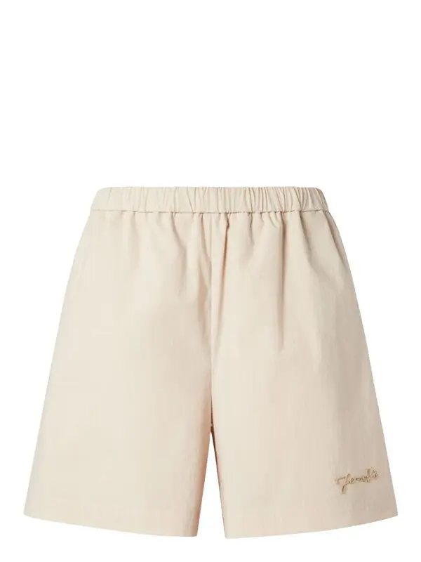 Fendi Technical Cotton Shorts With Embroidered Logo - Light Brown