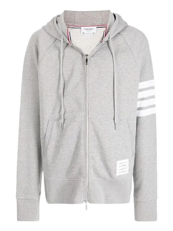Thom Browne Classic Loopback 4-bar Zip-up Hoodie - Light Gray