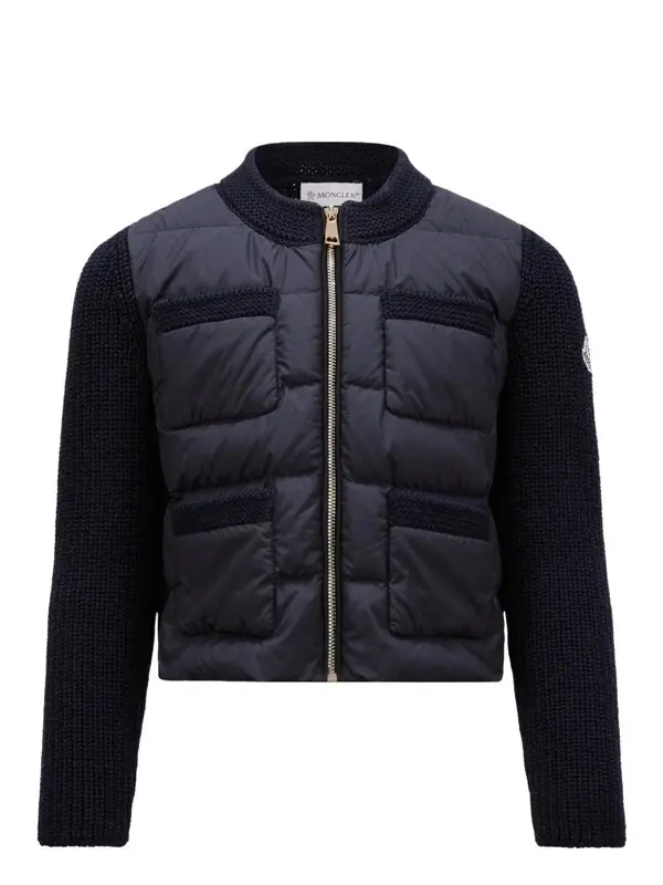 Moncler Padded Cardigan With Knitted Sleeves - Midnight Blue