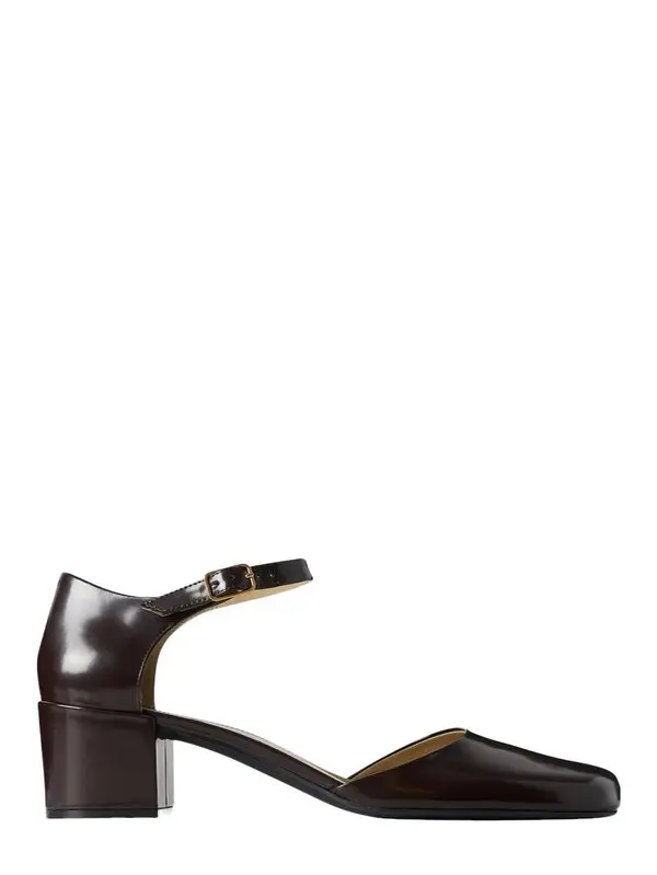 THE ROW Penelope Ankle-strap Heeled Pumps - Lacquer Brown