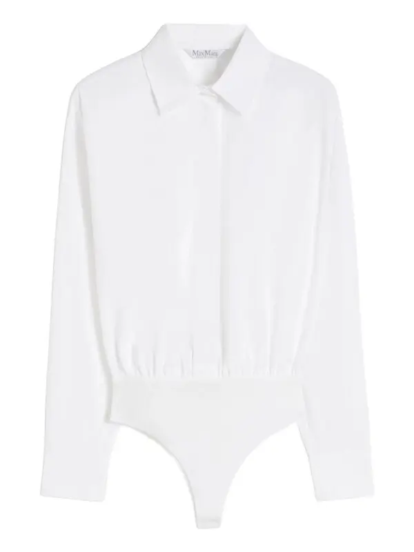 Max Mara White Cotton Bodysuit Shirt - Optical White