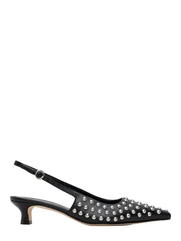 AeydĒ Catrina Studded Leather Slingback Pumps - Black