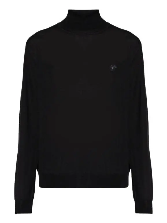 Versace Medusa Embroidered Turtleneck Jumper - Black