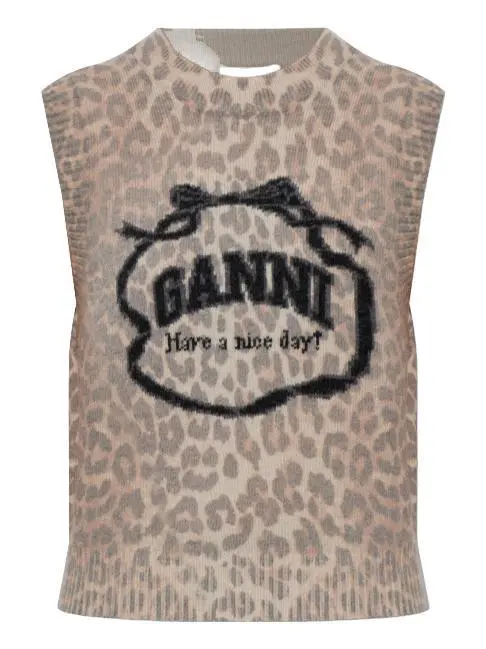 GANNI Graphic Jumper - Leopard Color