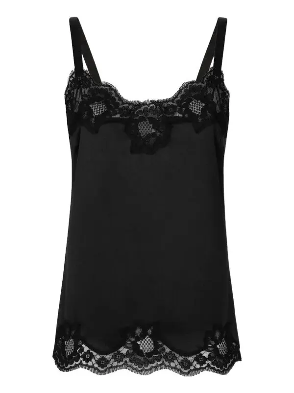 Dolce & Gabbana Lace-trimmed Spaghetti Strap Cami Top - Black