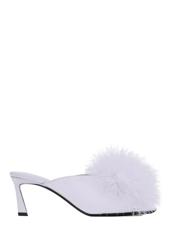 Saint Laurent Mae Slip-on Mules With Feather Detail - White