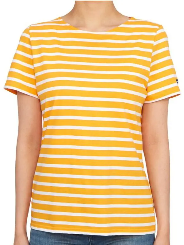 Saint James Round Neck Striped T-shirt - Yellow