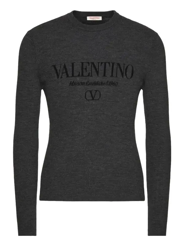 Valentino Garavani Logo Intarsia Crewneck Jumper - Black