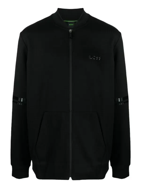 Hugo Boss Logo-print Cotton Baseball Collar Jacket - Black