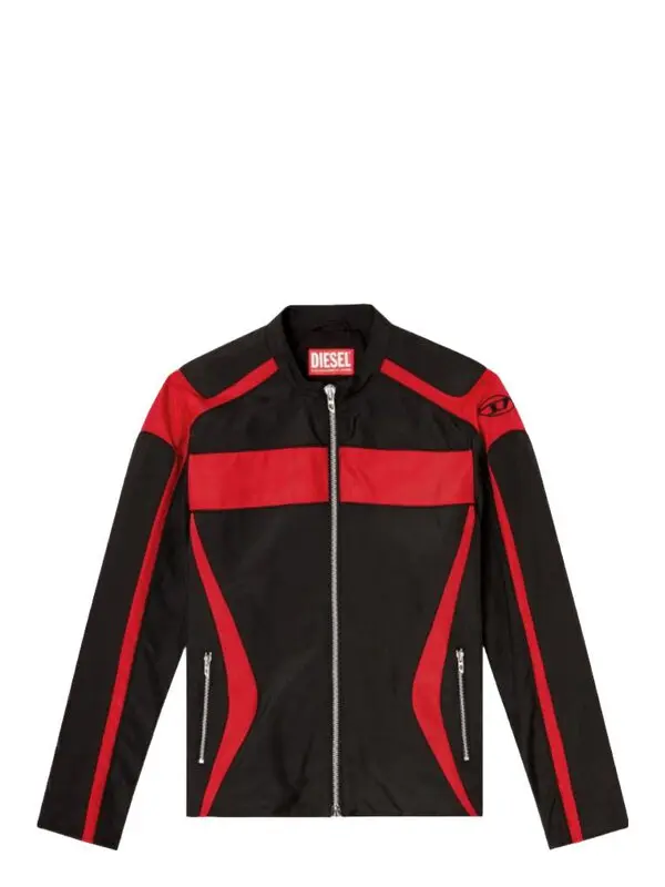 DIESEL® Colorblock Biker Jacket - Black/red