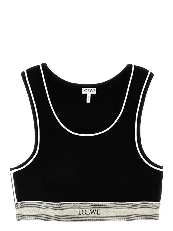 Loewe Cropped Tank Top With Contrasting Piping - Black
