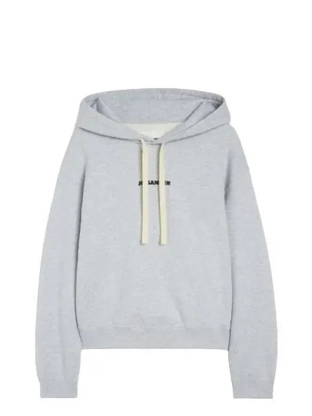 JIL SANDER Logo Print Hoodie - Slate Grey