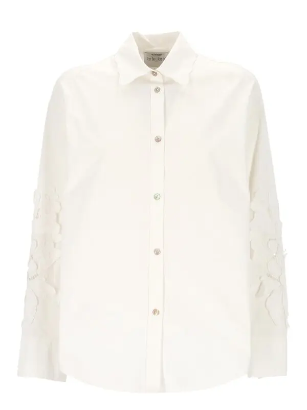 FORTE_FORTE Floral Sleeve Button-up Shirt - White