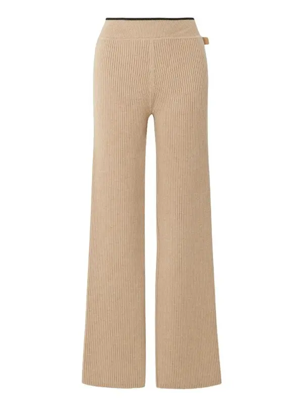 Loewe Ribbed Wool Wide-leg Pants - Nude