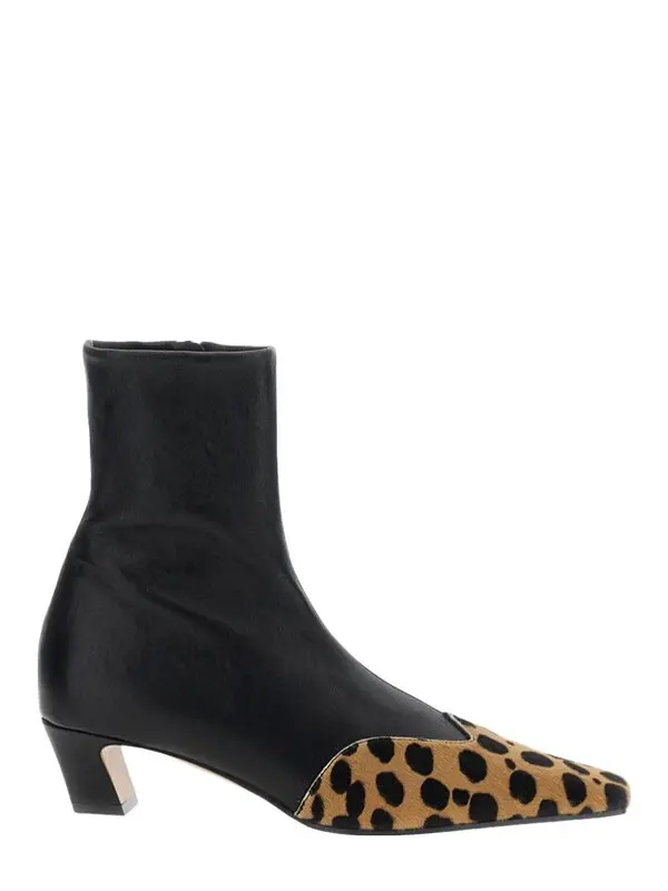 Khaite 40mm Nevada Hyena-print Square Toe Boots - Black