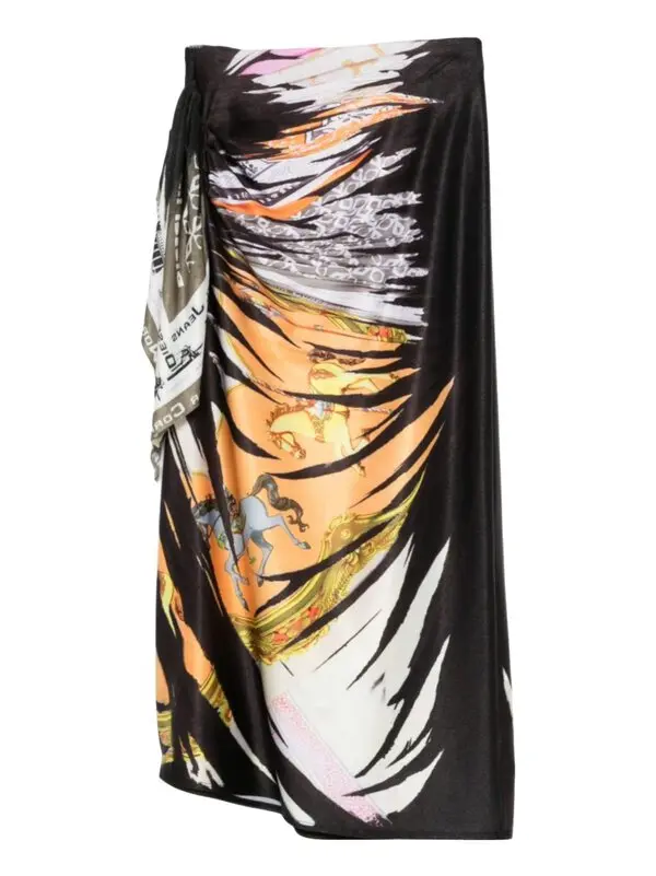 DIESEL® Bandana Print Draped Skirt - Black Multicolor