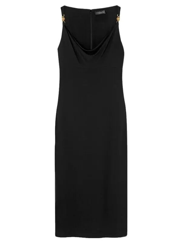 Versace Medusa Cowl Neck Midi Dress - Black