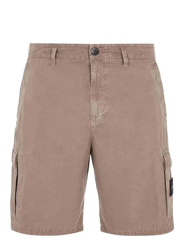 Stone Island Cargo Shorts With Compass Patch Logo - Dove-grey