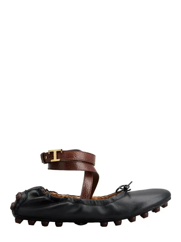 TOD'S Gommino Wraparound Ballerina Flats - Black