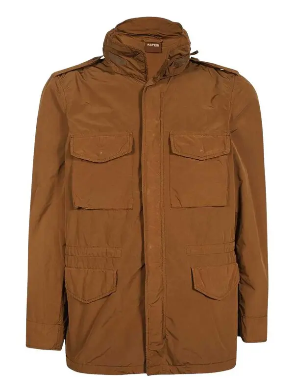 Aspesi Multi-pocket Hooded Utility Coat - Brown