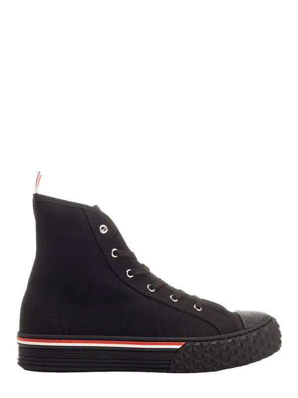 Thom Browne Rwb Striped Lace-up High Top Sneakers - Black