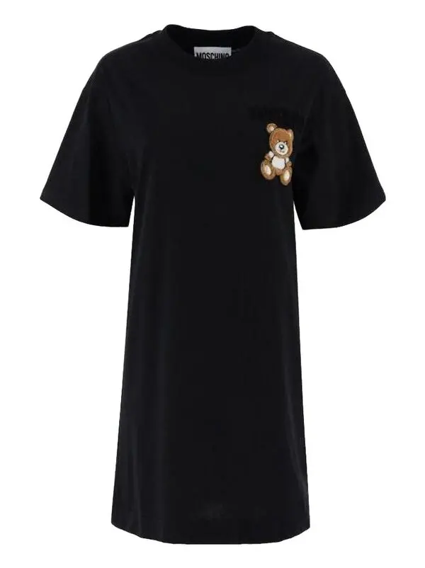 Moschino Teddy Bear Embellished T-shirt Dress - Black