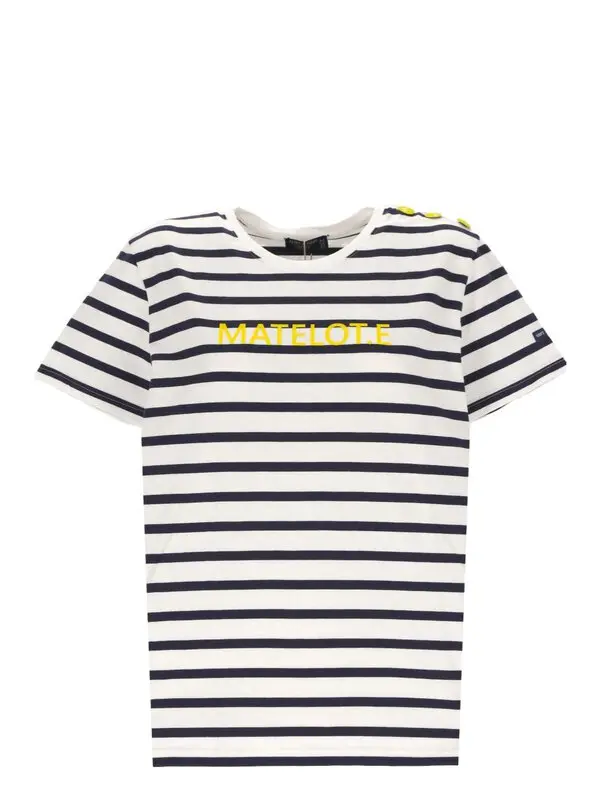 Saint James Round Neck Striped T-shirt - White