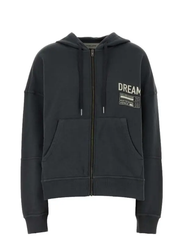 GOLDEN GOOSE Zip-up Drawstring Hoodie - Black