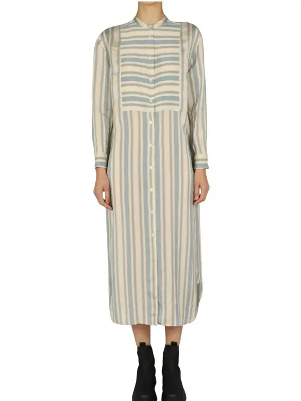 Aspesi Striped Button-up Shirt Dress - Nude