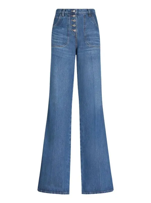 Etro High-waisted Flared Jeans With Embroidered Detail - Blue