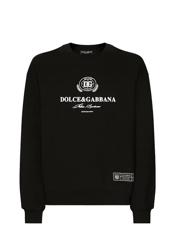 Dolce & Gabbana Logo Printed Jersey Sweatshirt - Black