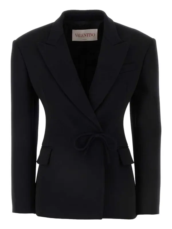 Valentino Garavani Bow Detailed Straight Hem Blazer - Black
