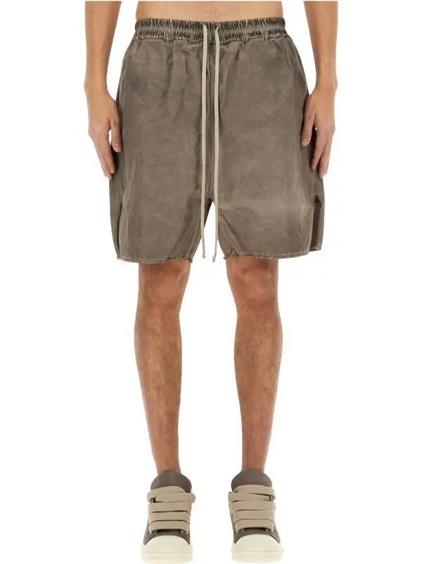 Rick Owens Frayed-hem Drawstring Shorts - Pigeon Color