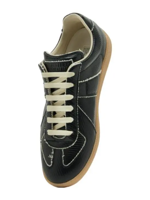 MAISON MARGIELA Replica Lace-up Sneakers With Textured Gum Sole - Black