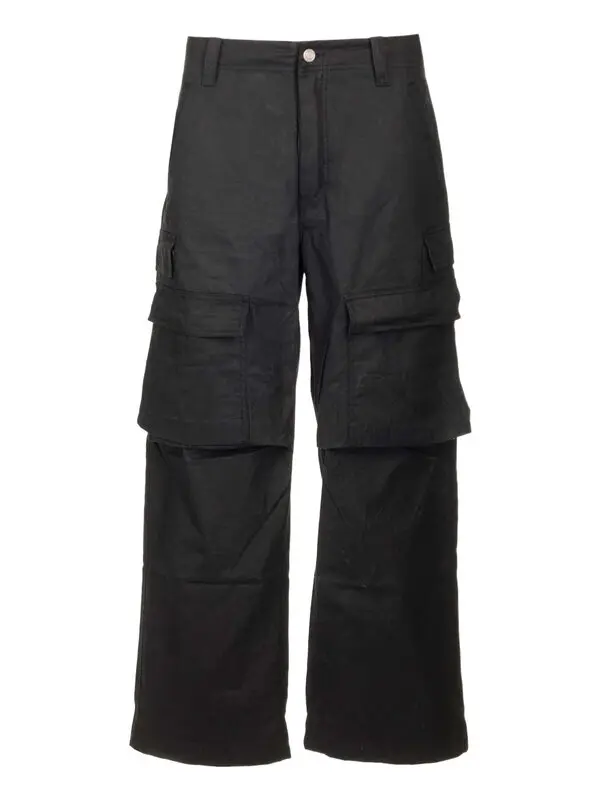 PURPLE BRAND Waxed Cotton Cargo Pants - Black