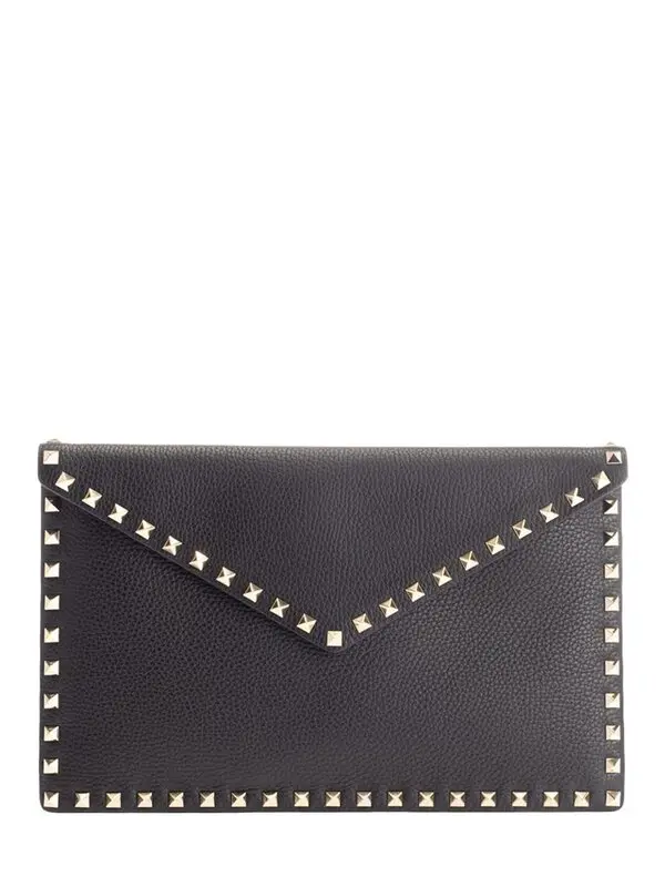 Valentino Garavani Rockstud Envelope Clutch Bag - Black