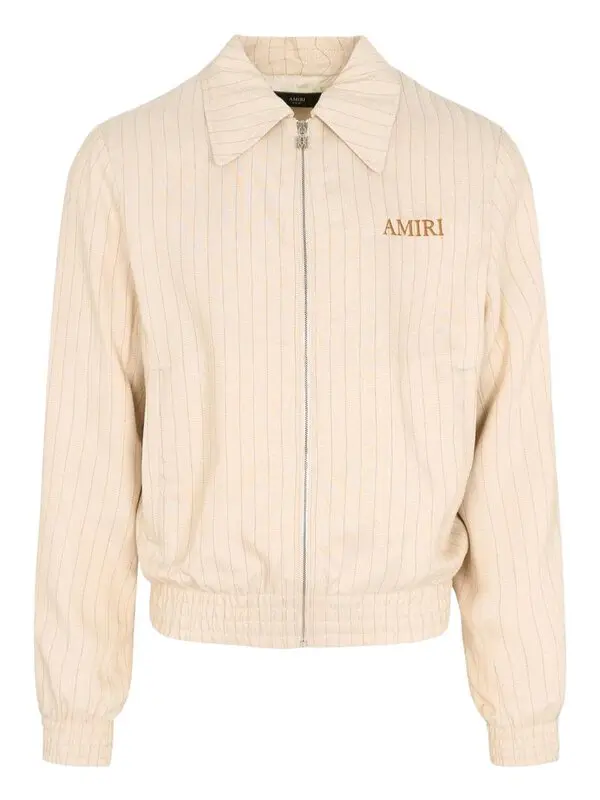 Amiri Pinstripe Zip-up Jacket - Alabaster