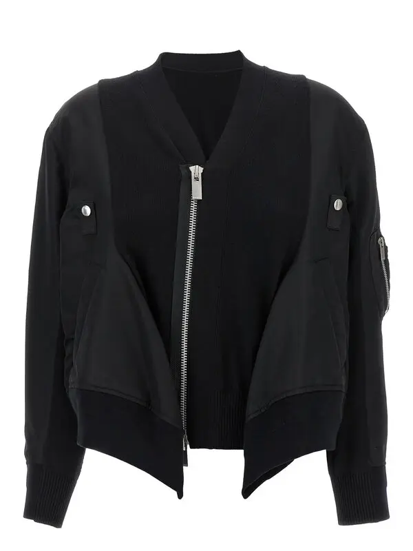 Sacai Cotton-blend Bomber Jacket - Black