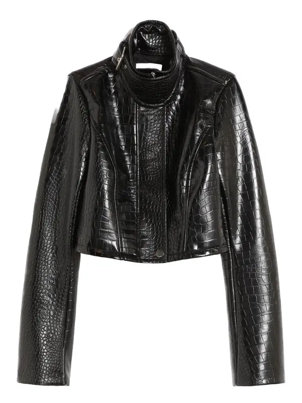 Sportmax Alligator-print Cropped Jacket - Black