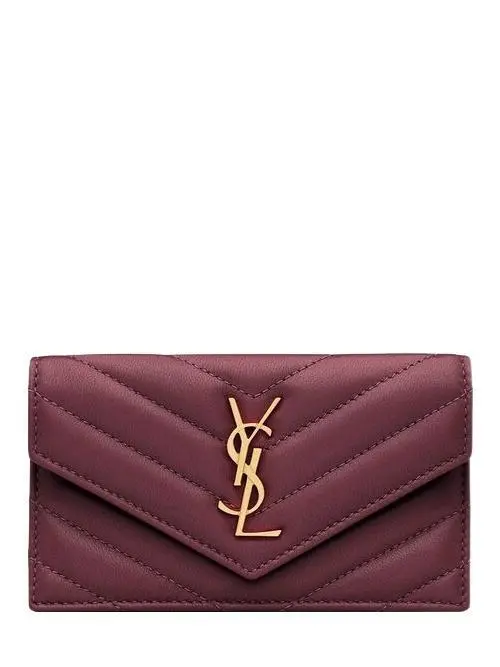 Saint Laurent Cassandre Matelassé Card Case - Red