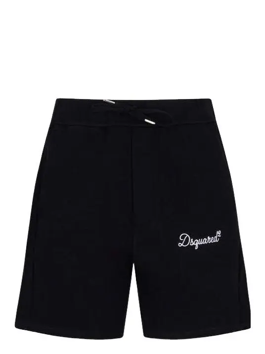 Dsquared2 Relaxed Fit Embroidered Logo Shorts - Black