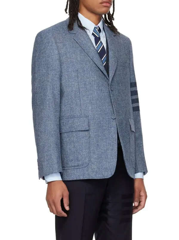Thom Browne Stripe-detailed Single-breasted Tailored Blazer - Light Blue