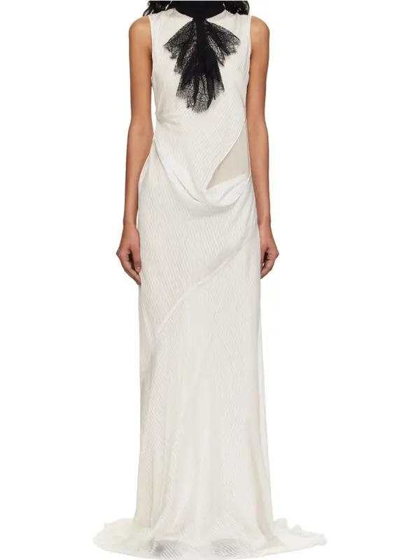 ANN DEMEULEMEESTER Leah Long Asymmetric Sleeveless Dress - Ivory White